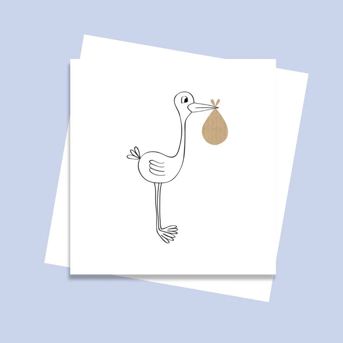 Stork New Baby Card Gold – Baby HQ